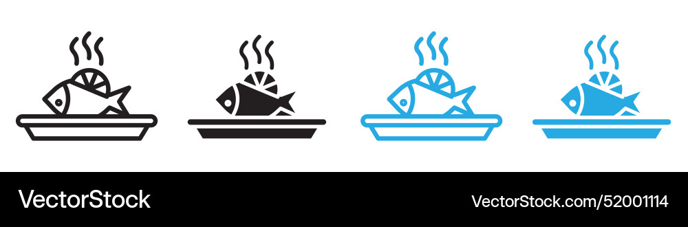 Cooked fish icon showing a prepared seafood dish Vector Image