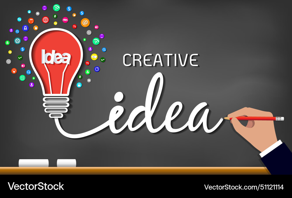 Creative idea light bulb icon spark success in Vector Image