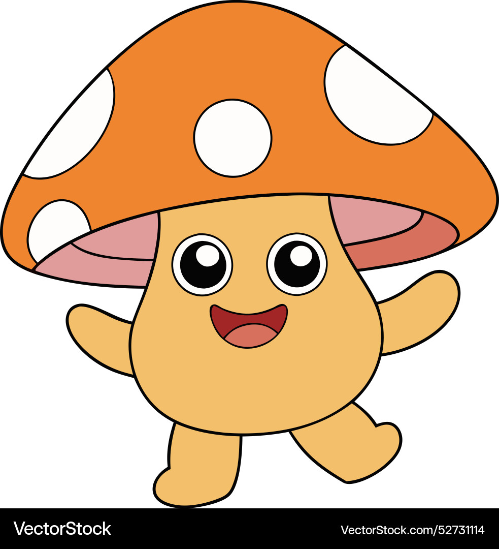 Cute funny dancing mushroom Royalty Free Vector Image