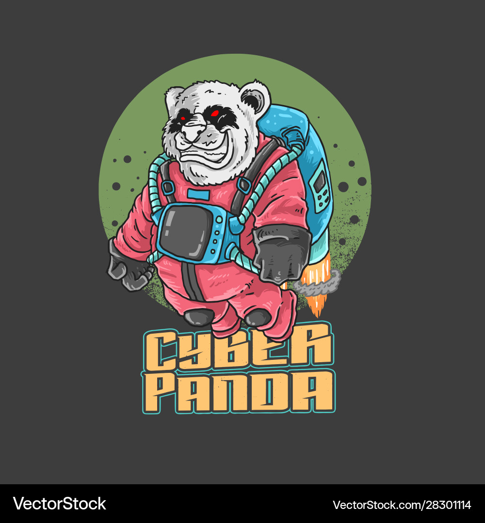 Cyber panda rocket universe Royalty Free Vector Image