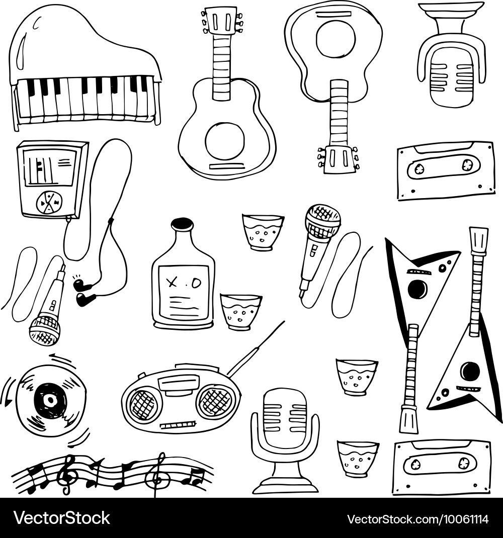 Doodle of object music art Royalty Free Vector Image