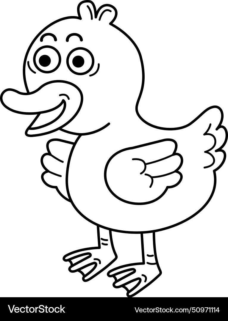 Duck outline white on background Royalty Free Vector Image