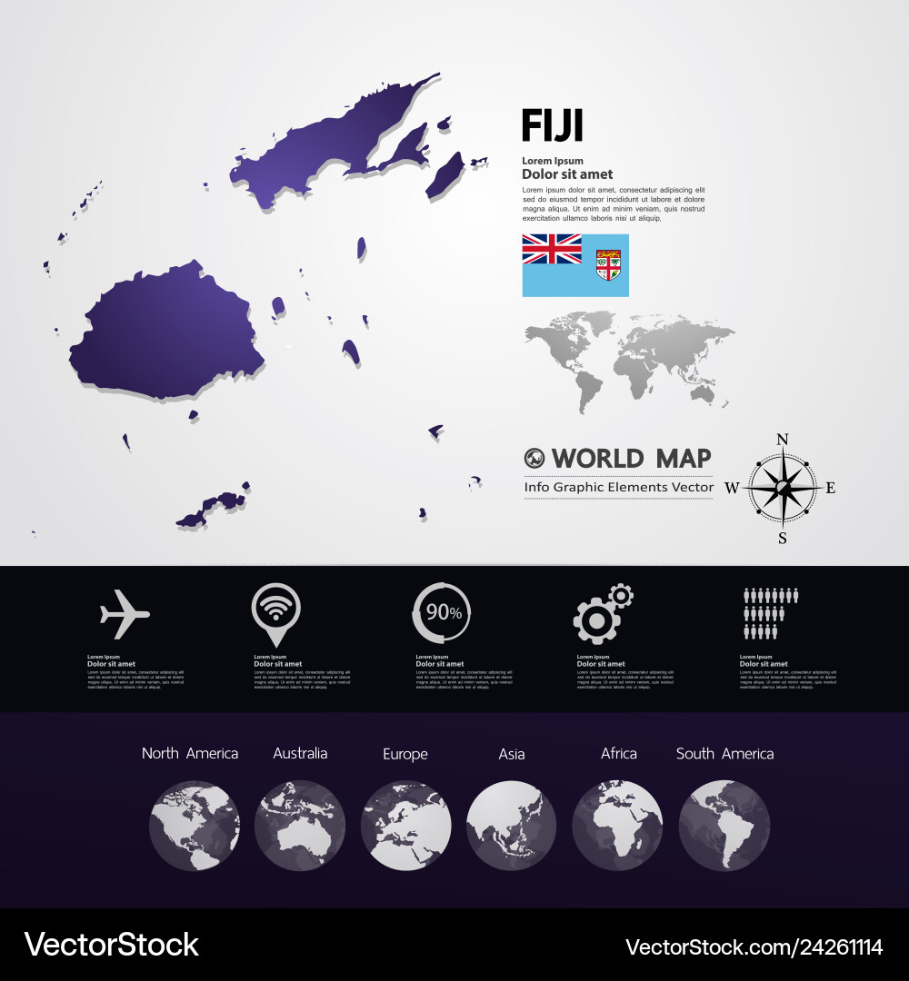 Fiji map Royalty Free Vector Image - VectorStock