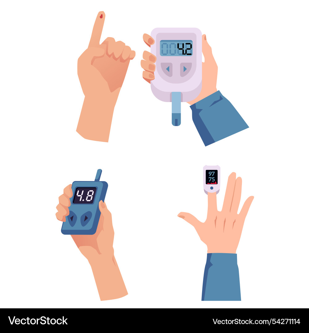 Hands using diabetic Royalty Free Vector Image