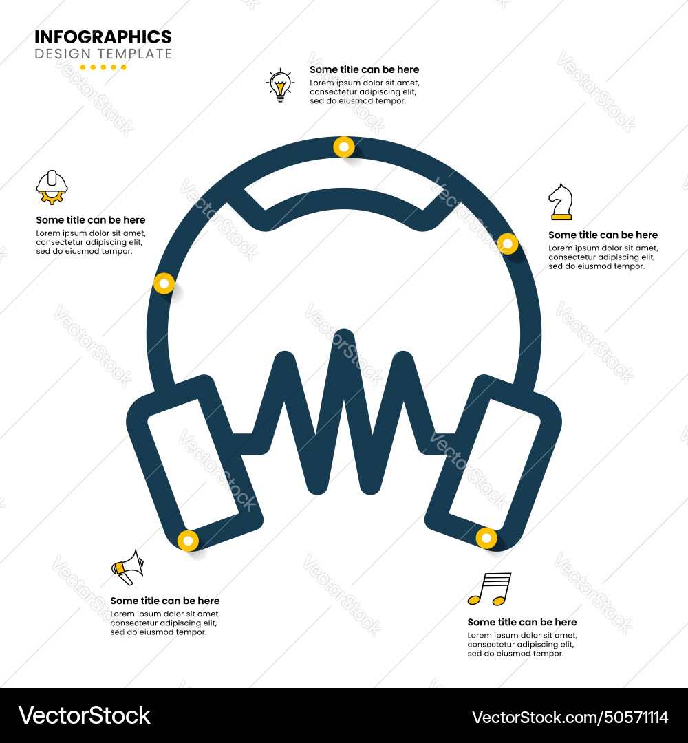 Infographic template headphones with 5 steps Vector Image