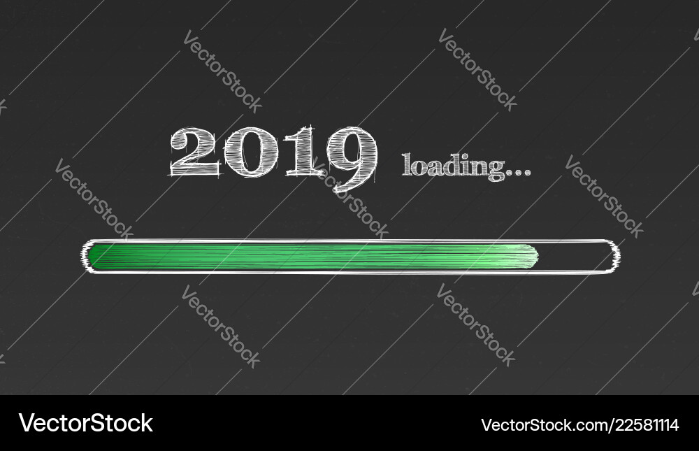 Loading new year 2019 handwritten chalk Royalty Free Vector