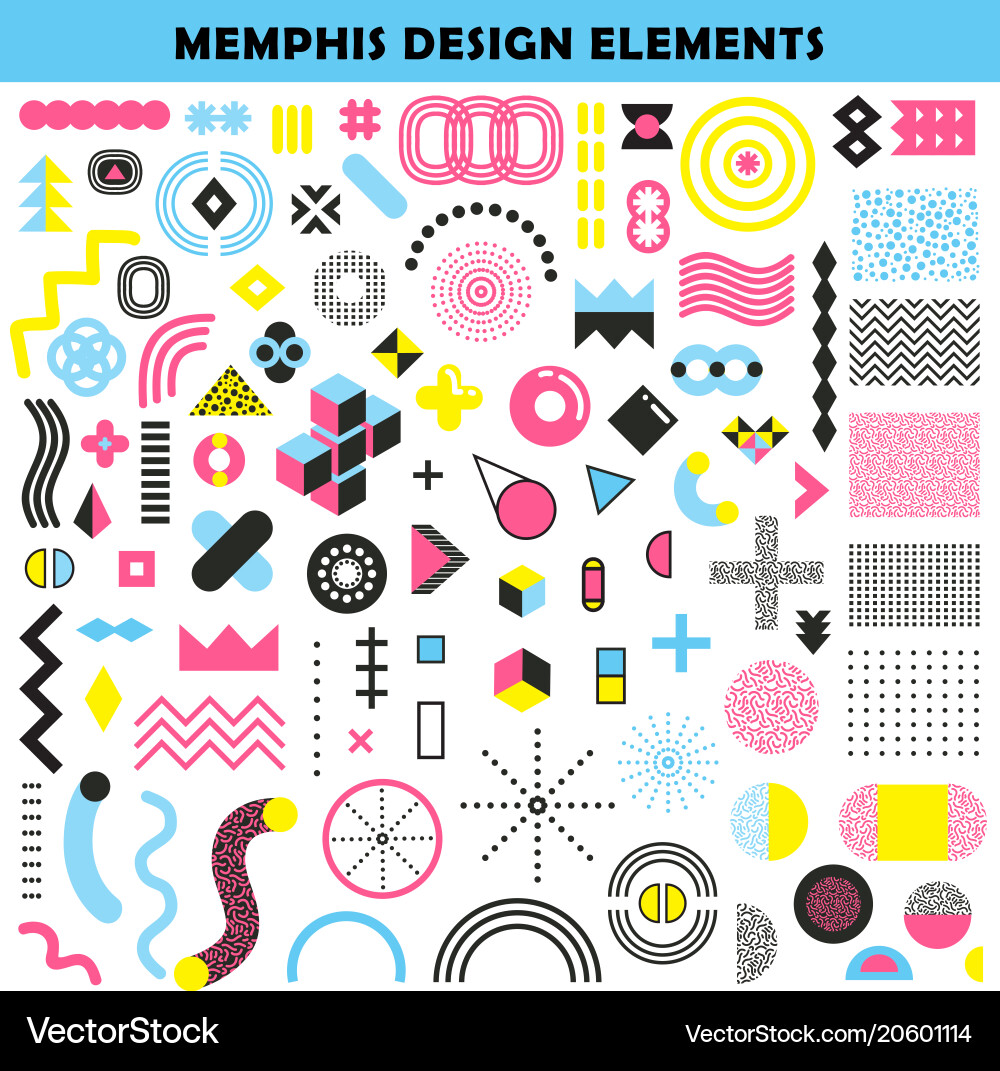 Memphis design elements set Royalty Free Vector Image