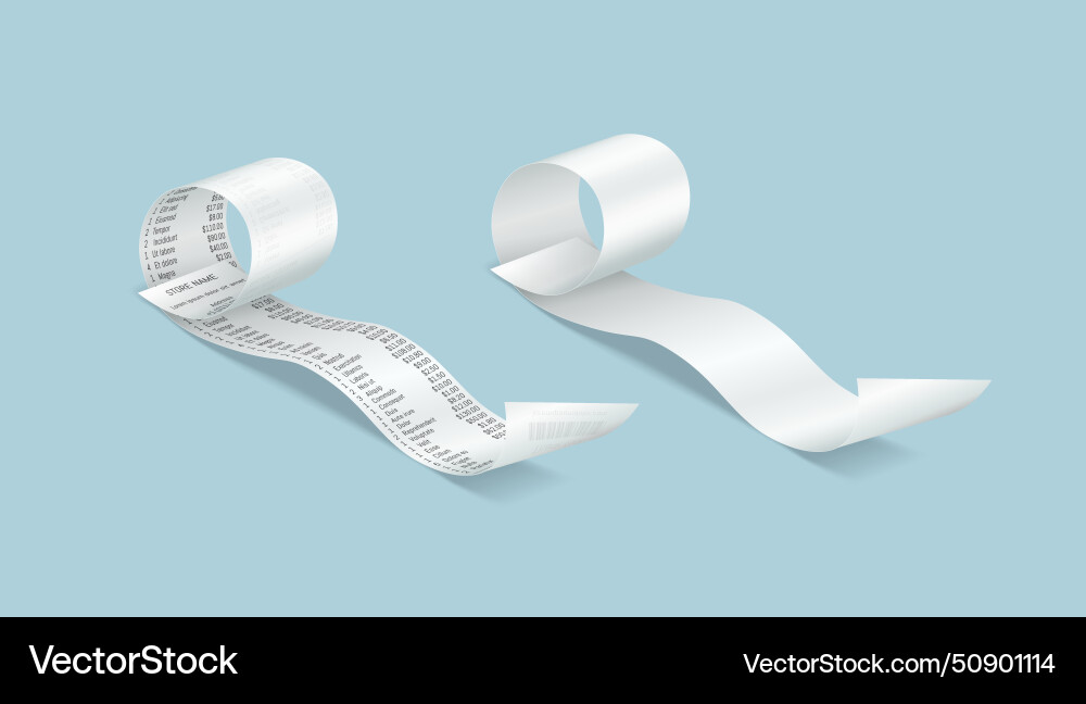 Rolled paper checks realistic set Royalty Free Vector Image