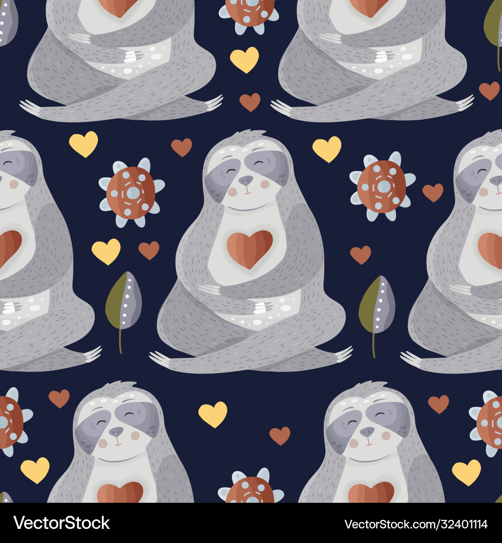 Sloth seamless pattern Royalty Free Vector Image