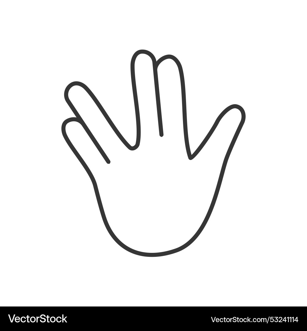 Vulcan salute hand gesture line icon Royalty Free Vector