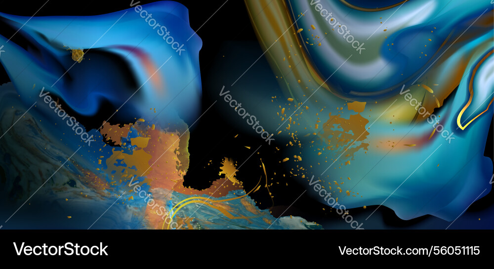 Abstract blue and yellow pattern on black Vector Image