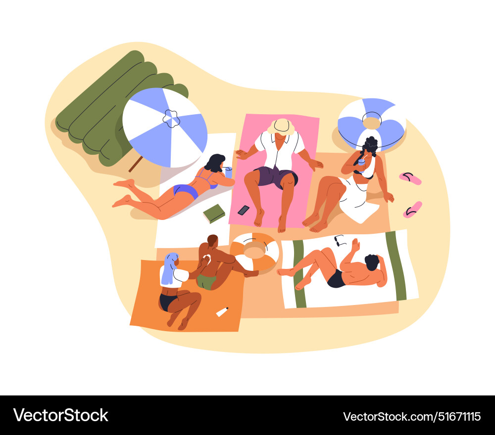 Beach summer relax friends group gathered Vector Image