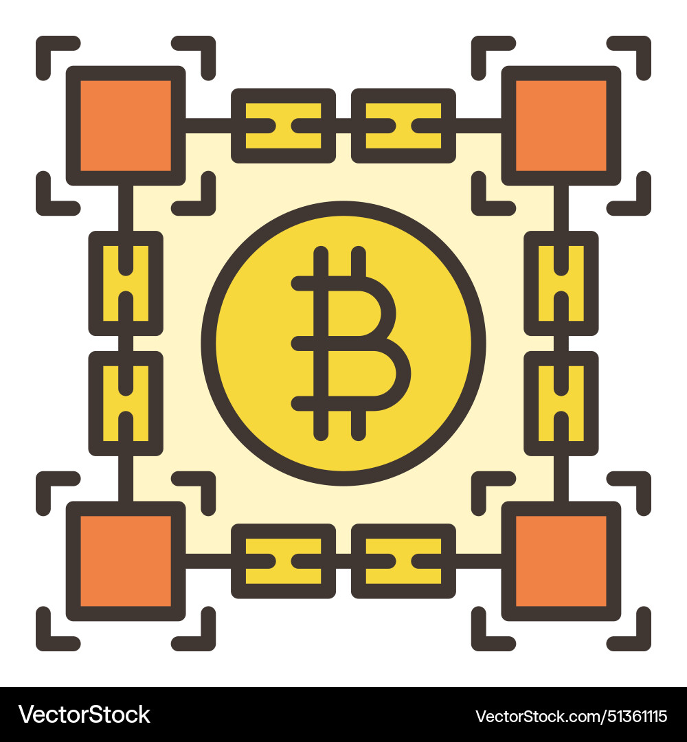 Bitcoin inside blockchain decentralized Royalty Free Vector