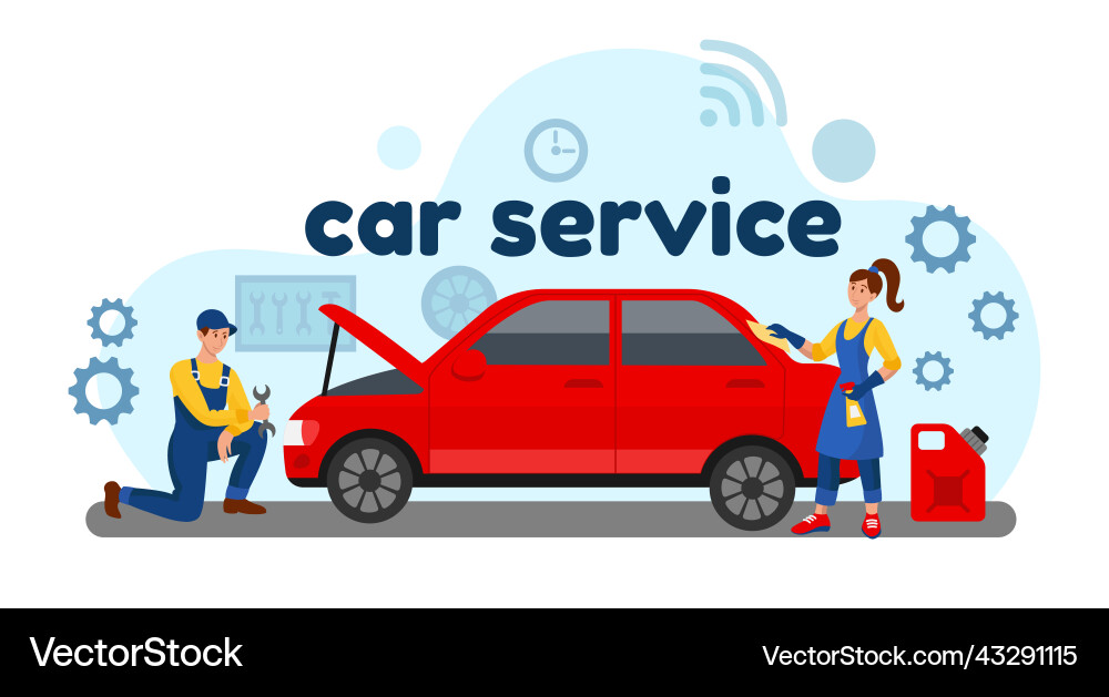 Car service garage maintenance by auto mechanic Vector Image