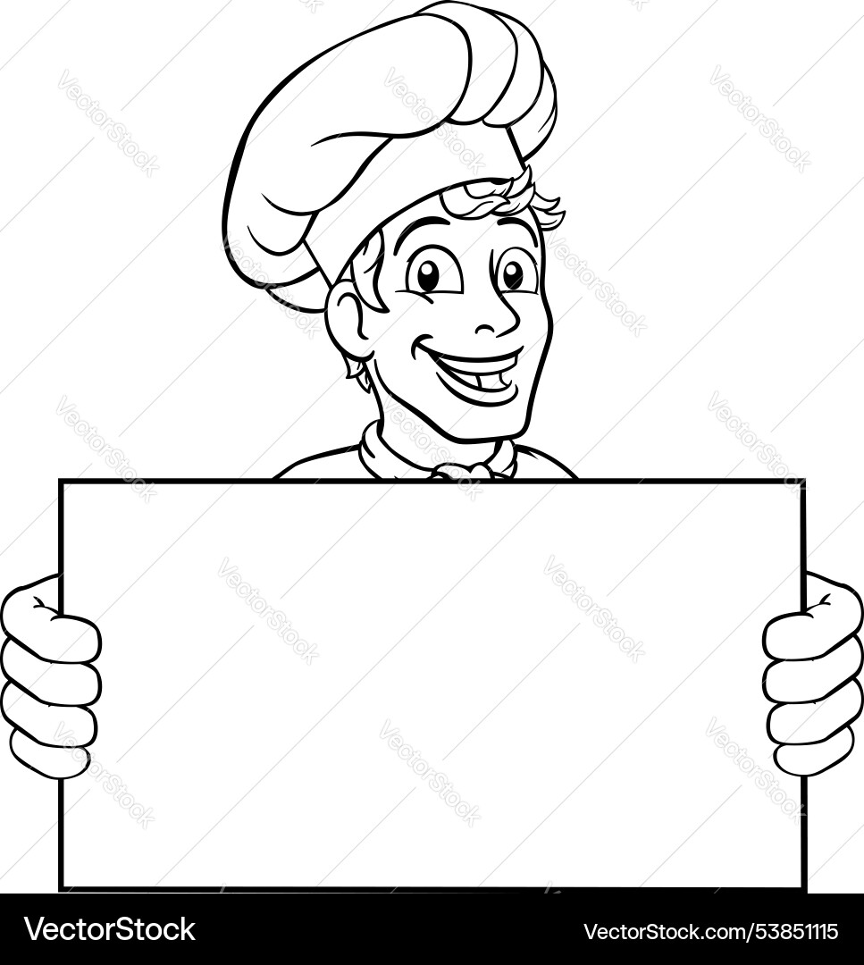 Chef cook baker sign cartoon Royalty Free Vector Image