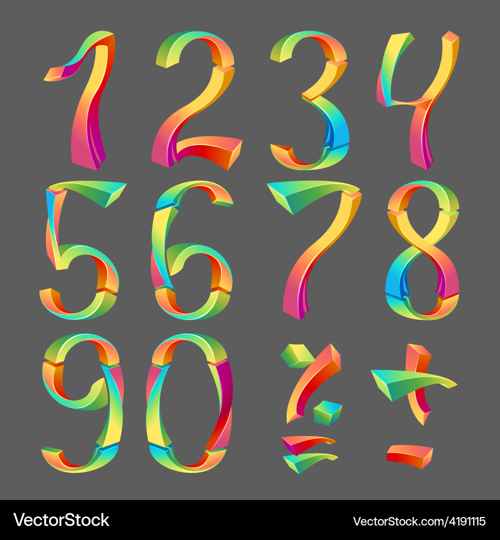 Colorful numbers Royalty Free Vector Image - VectorStock