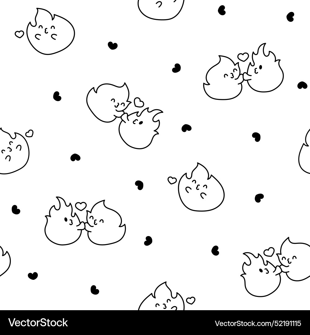 Cute kawaii little fire seamless pattern Vector Image
