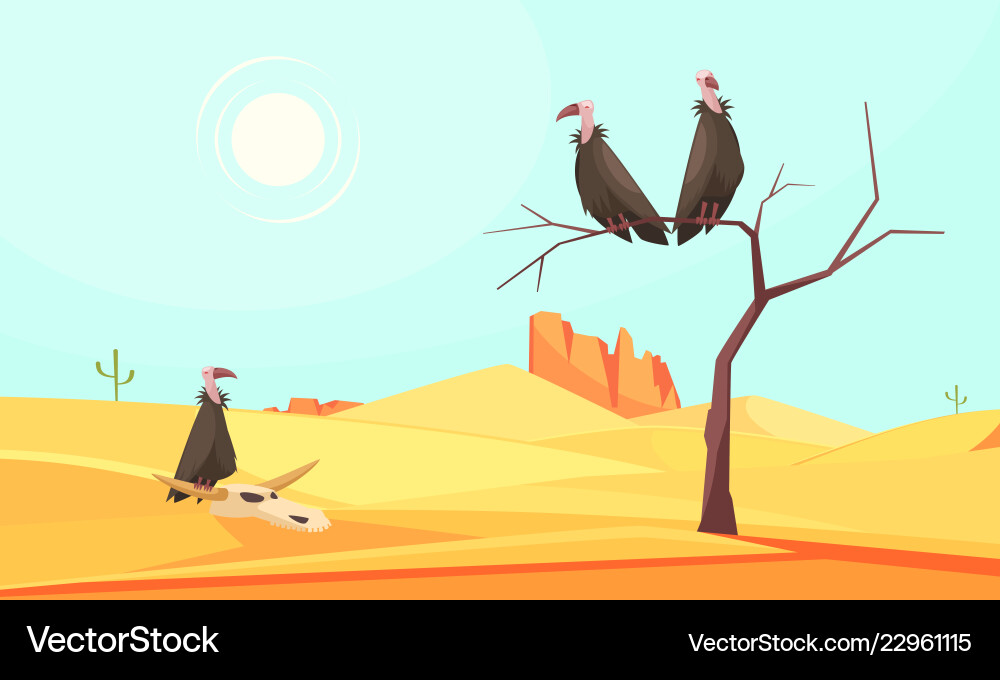 Desert Birds Landscape Royalty Free Vector Image