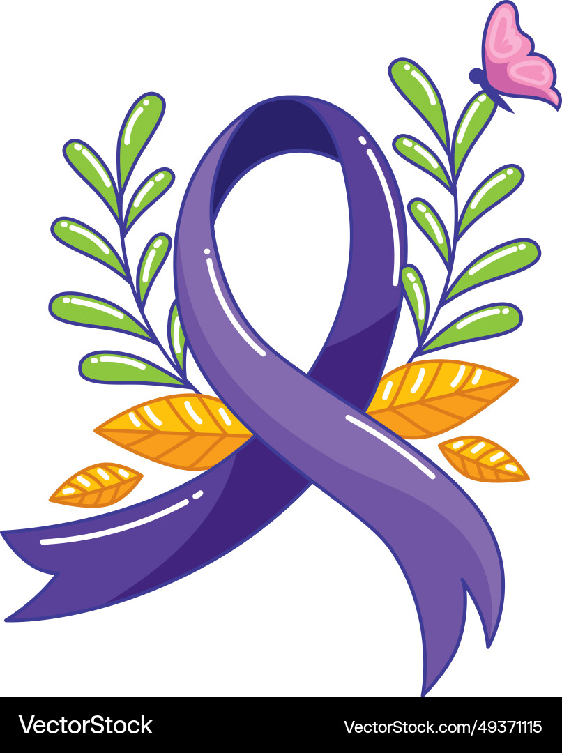 Epilepsy purple ribbon Royalty Free Vector Image