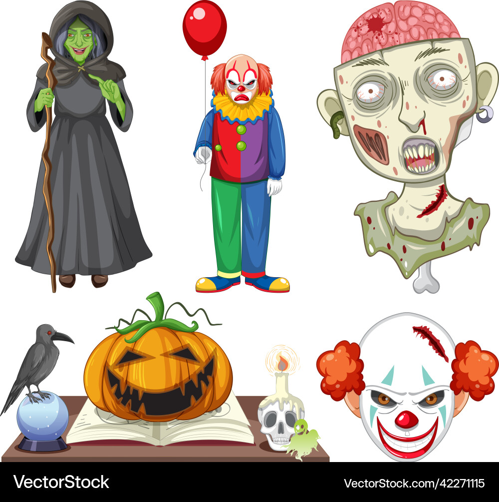 Halloween theme with witch and zombie Royalty Free Vector
