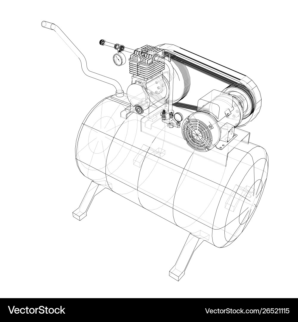 Outline air compressor Royalty Free Vector Image