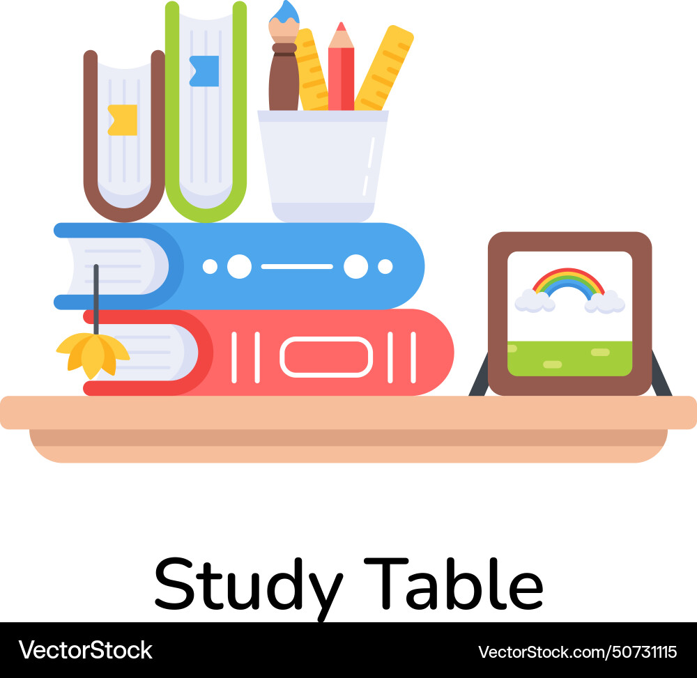 Study table Royalty Free Vector Image - VectorStock