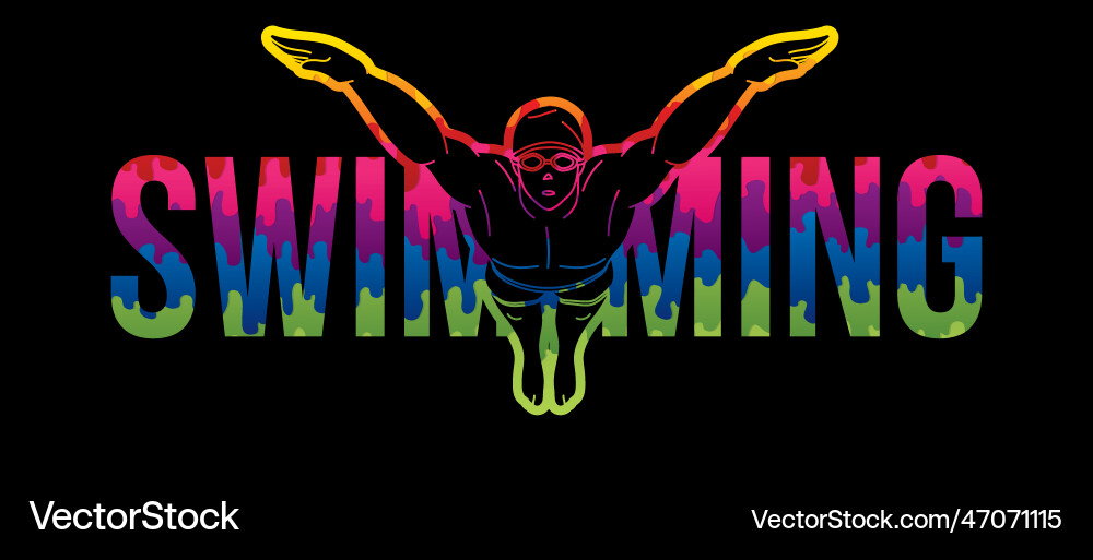 Swimming sport text font design Royalty Free Vector Image