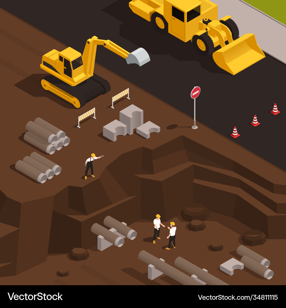 Water supply isometric composition Royalty Free Vector Image