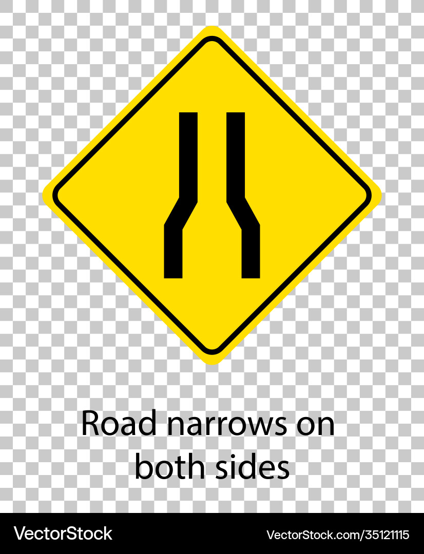 Yellow traffic warning sign on transparent Vector Image
