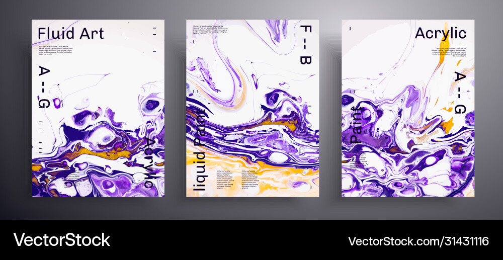 Abstract poster texture set fluid art Royalty Free Vector