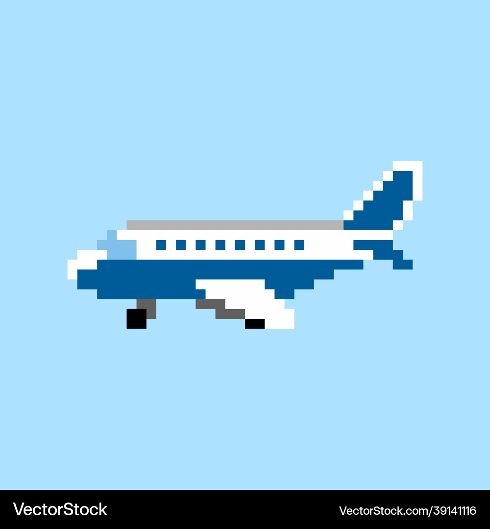Airplane pixels for 8 bit game assets cross Vector Image