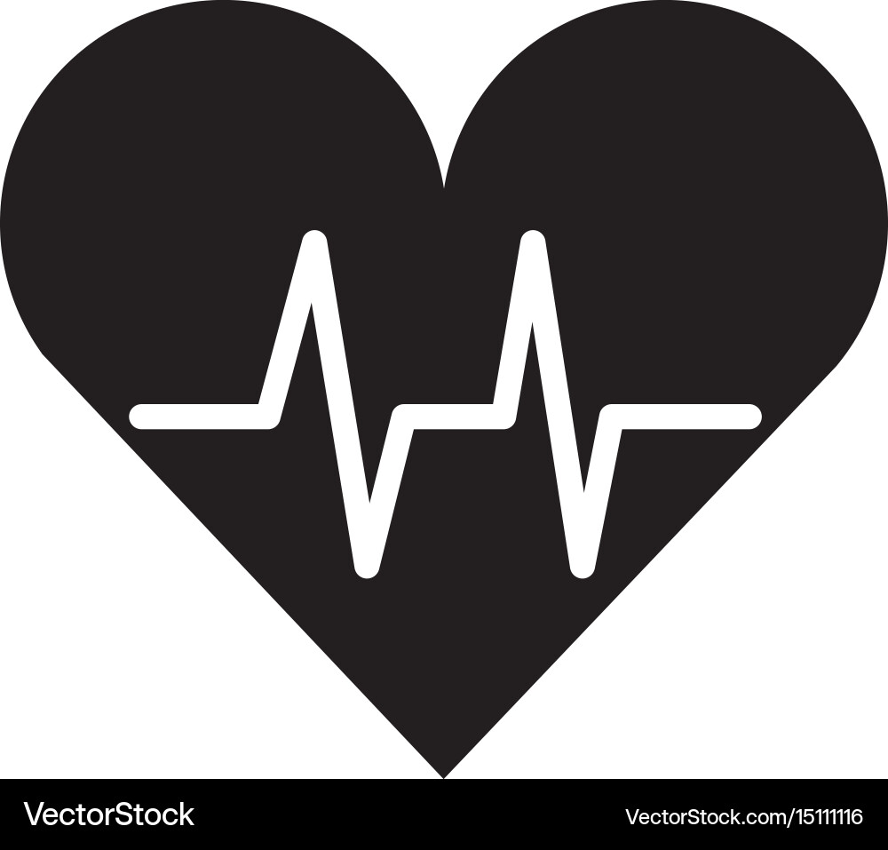 Black icon heart beat pulse Royalty Free Vector Image