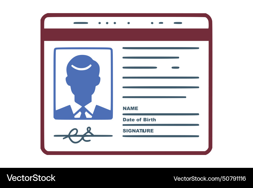 Identification card with profile icon national id Vector Image