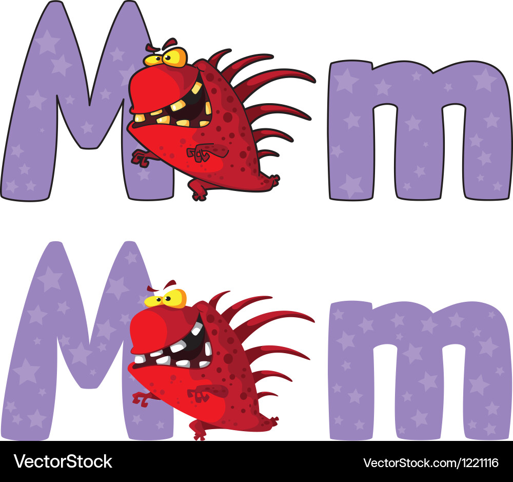 Letter m monster Royalty Free Vector Image - VectorStock