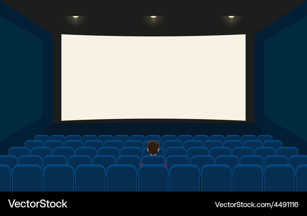 Lone Viewer in Empty Cinema Royalty Free Vector Image