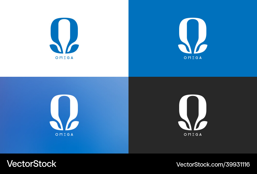 Omega letter emblem template Royalty Free Vector Image