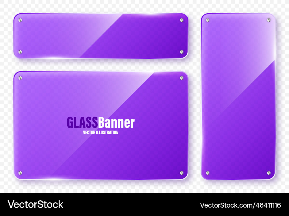 Realistic glass frames collection violet Vector Image