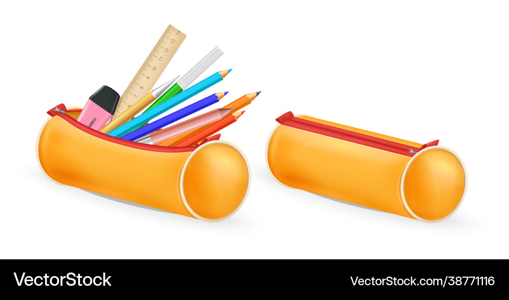 Realistic pencil case Royalty Free Vector Image