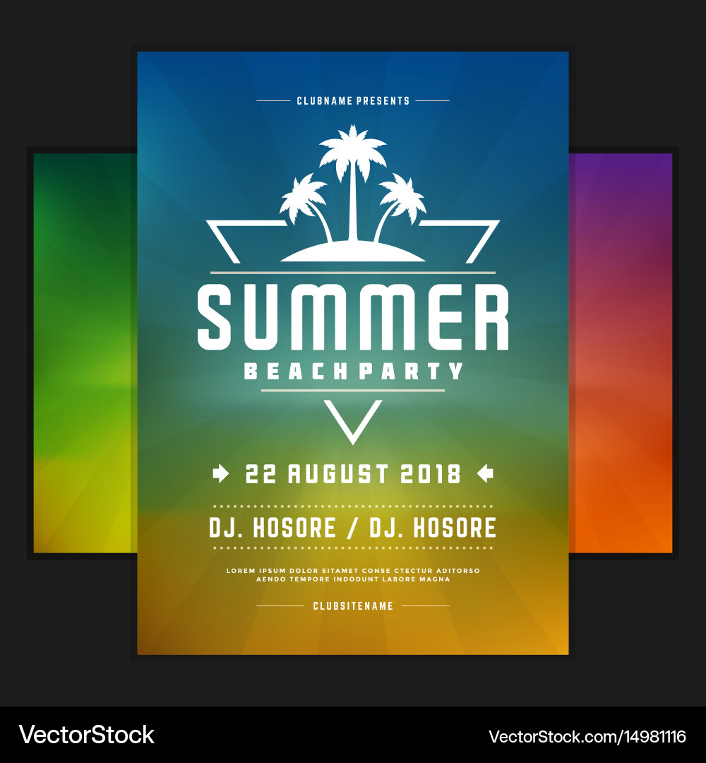Retro Summer Party Poster Royalty Free Vector Image