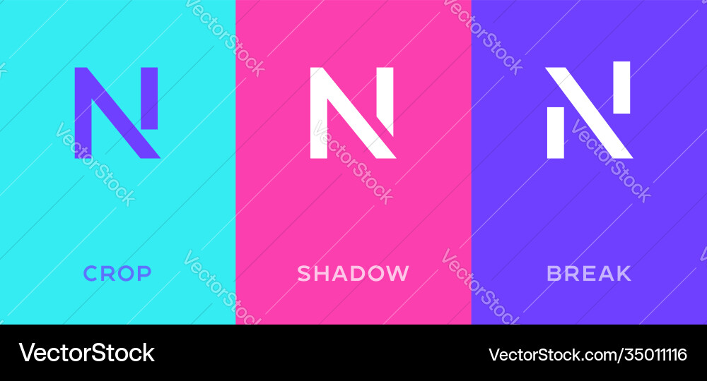 Set letter n minimal logo icon design template Vector Image