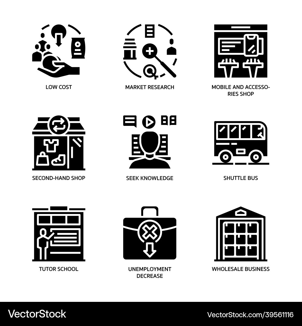 Small Business Icon Set - Shop & Retail Vector Image