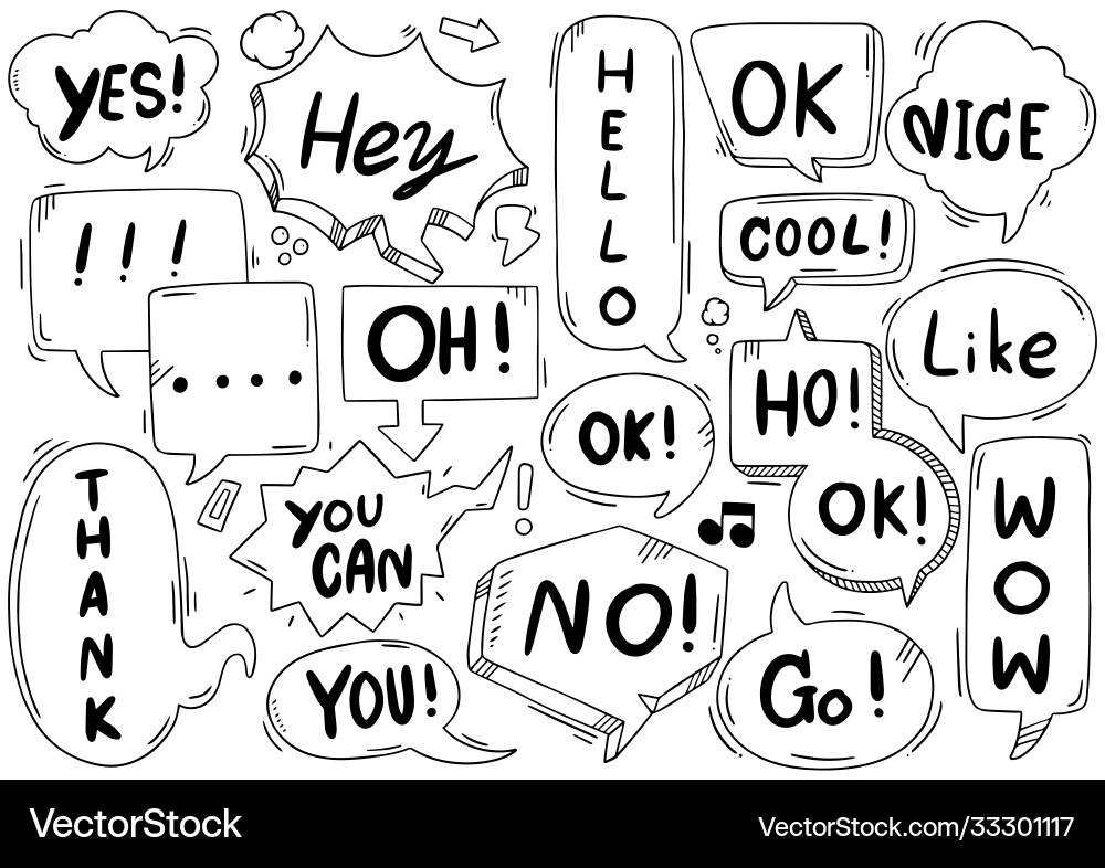 001 hand drawn background set cute speech Vector Image