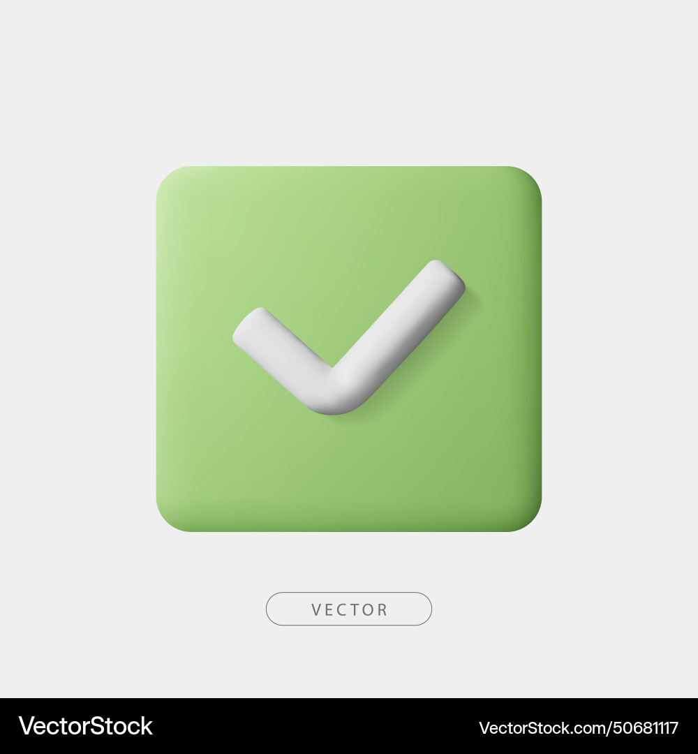 3d green square checkmark icon Royalty Free Vector Image
