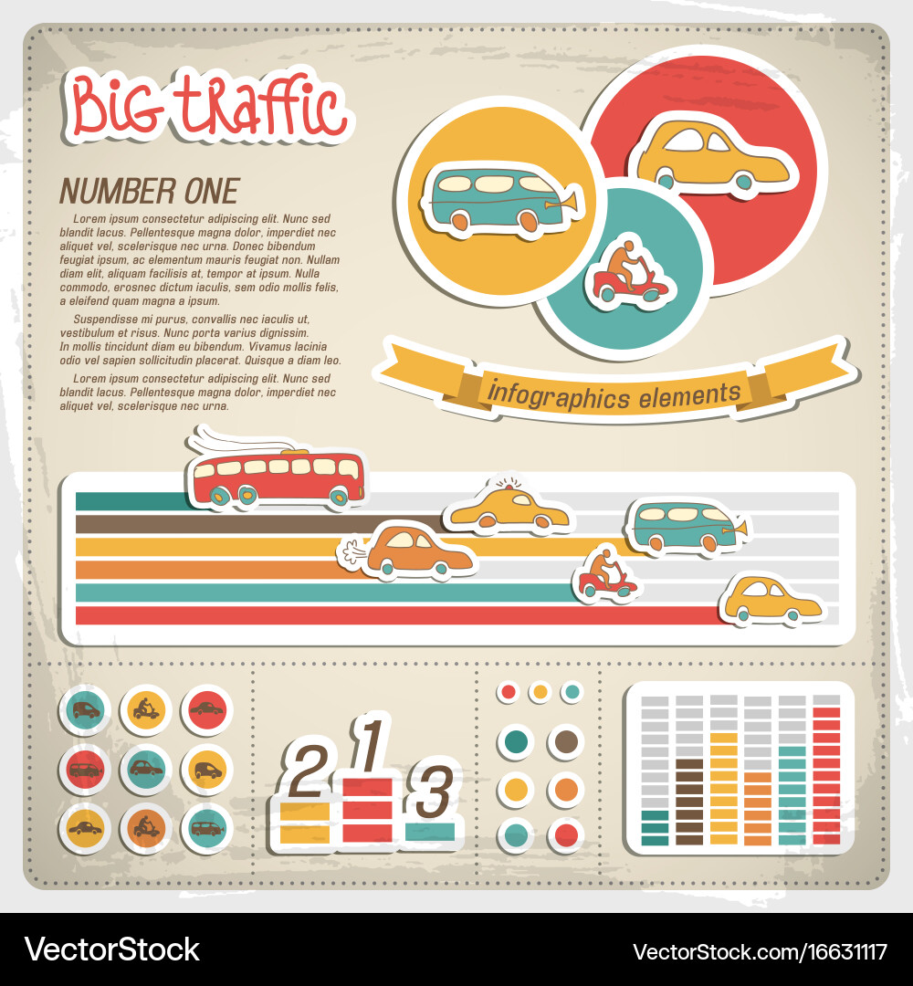 Big traffic infographics Royalty Free Vector Image