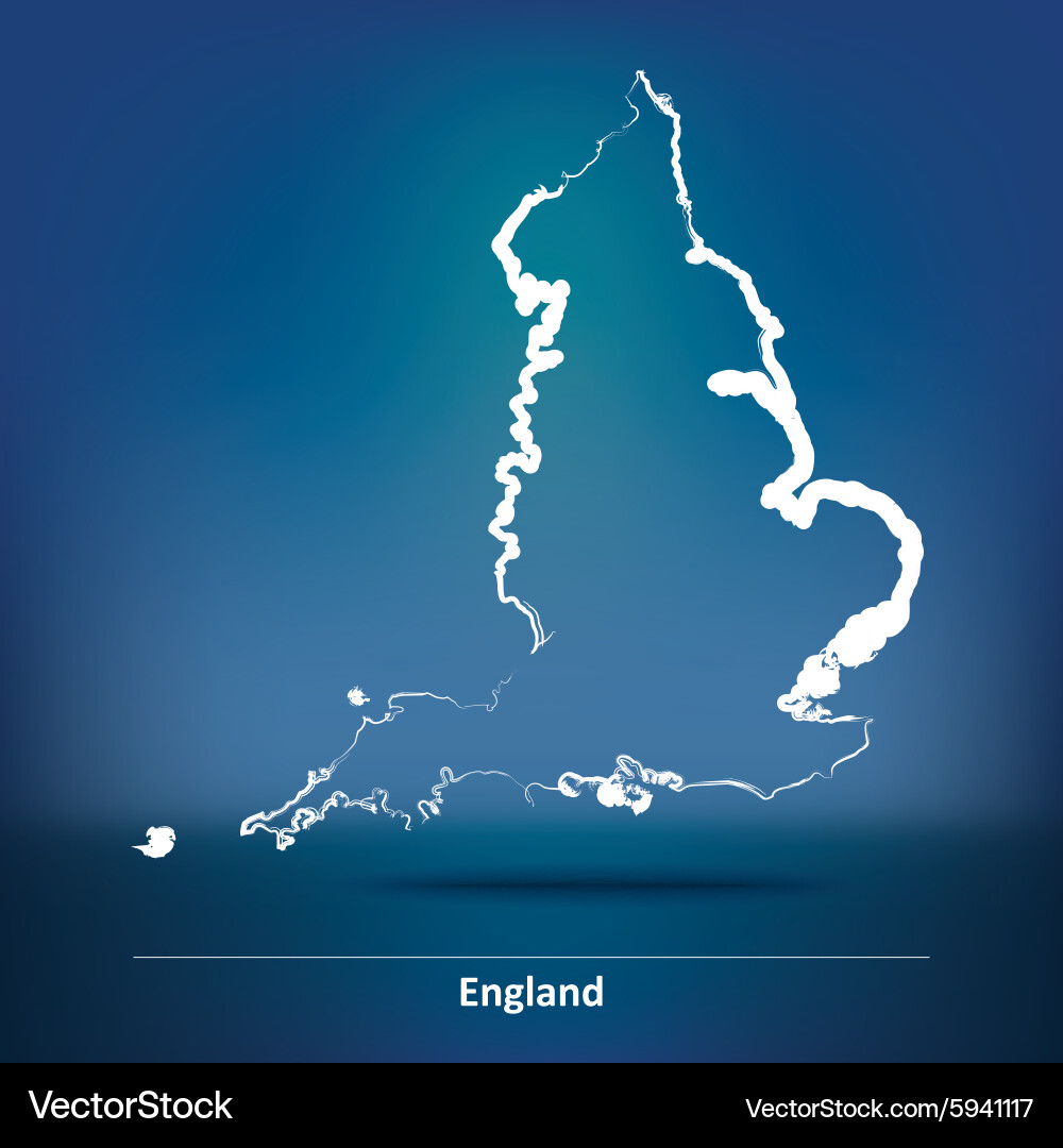 Doodle map of england Royalty Free Vector Image