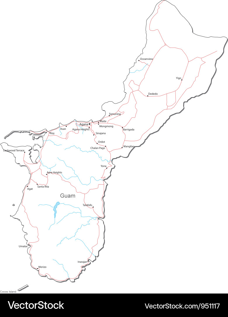 Guam Island Map Outline Royalty Free Vector Image