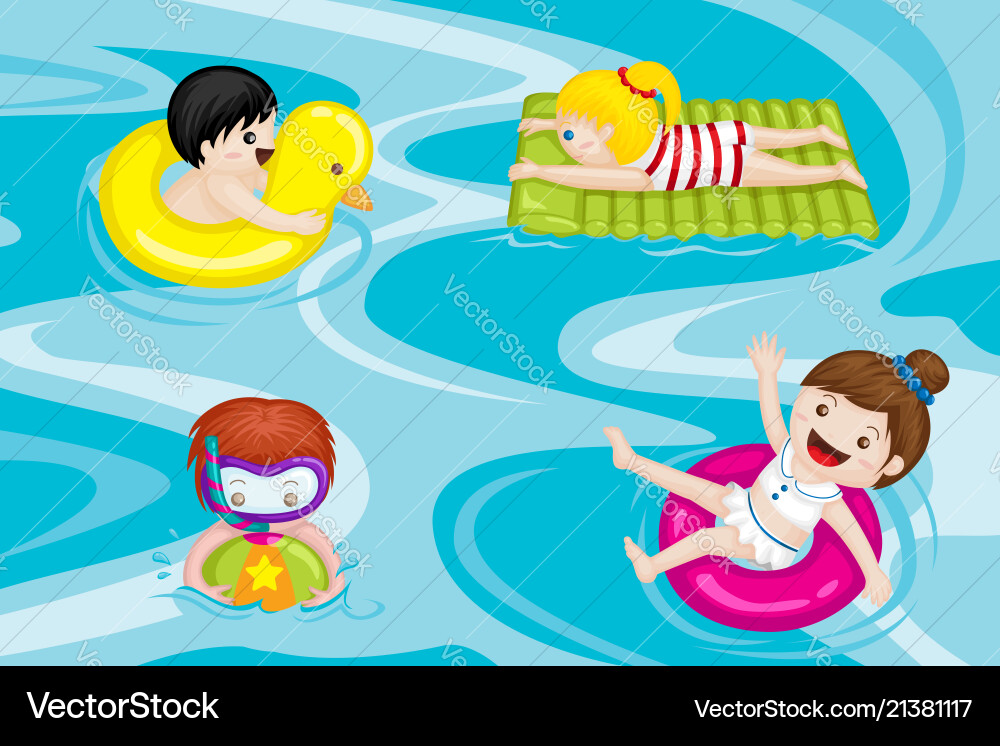 Kids in swimming pool Royalty Free Vector Image