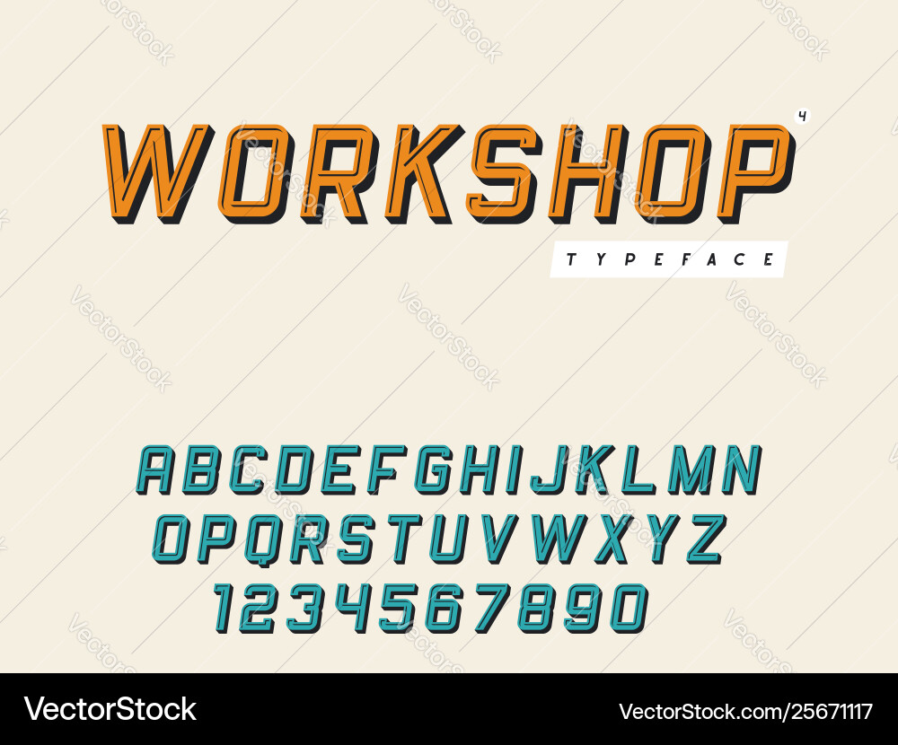 Latin uppercase alphabet letters and numbers Vector Image