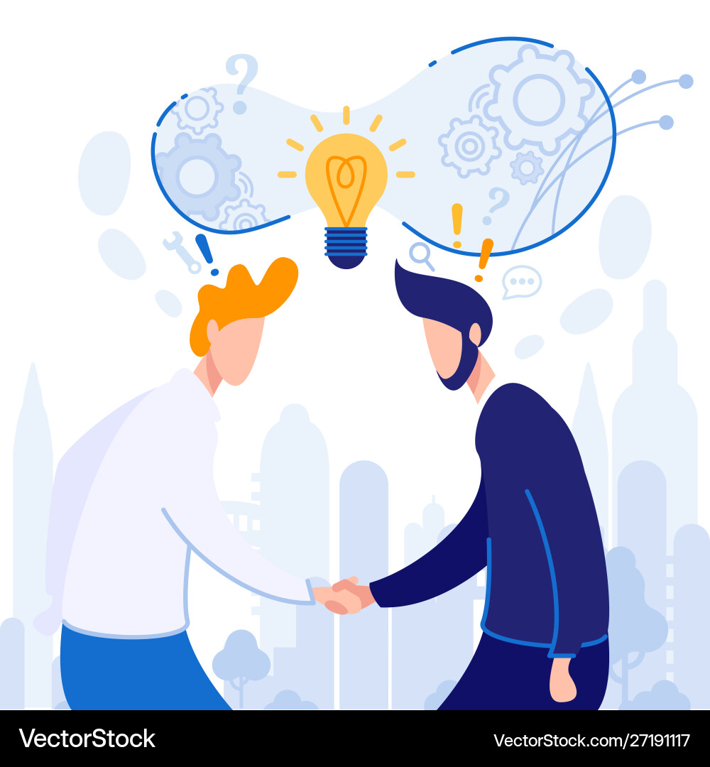 Poster sharing ideas about idea cartoon flat Vector Image