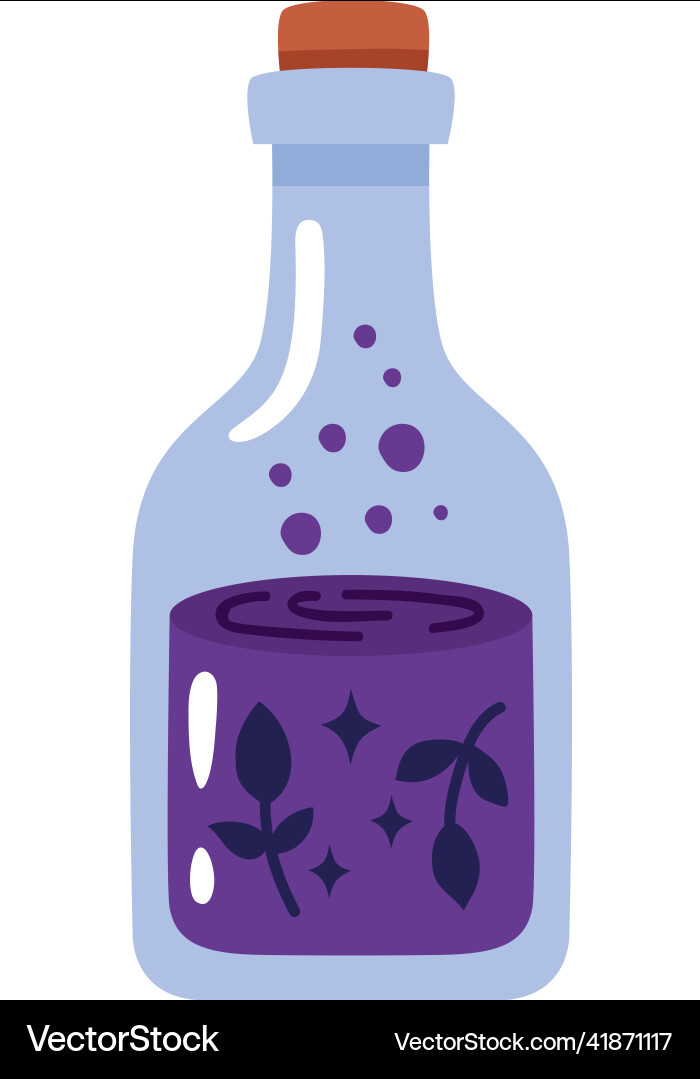 Purple potion magic bottle Royalty Free Vector Image